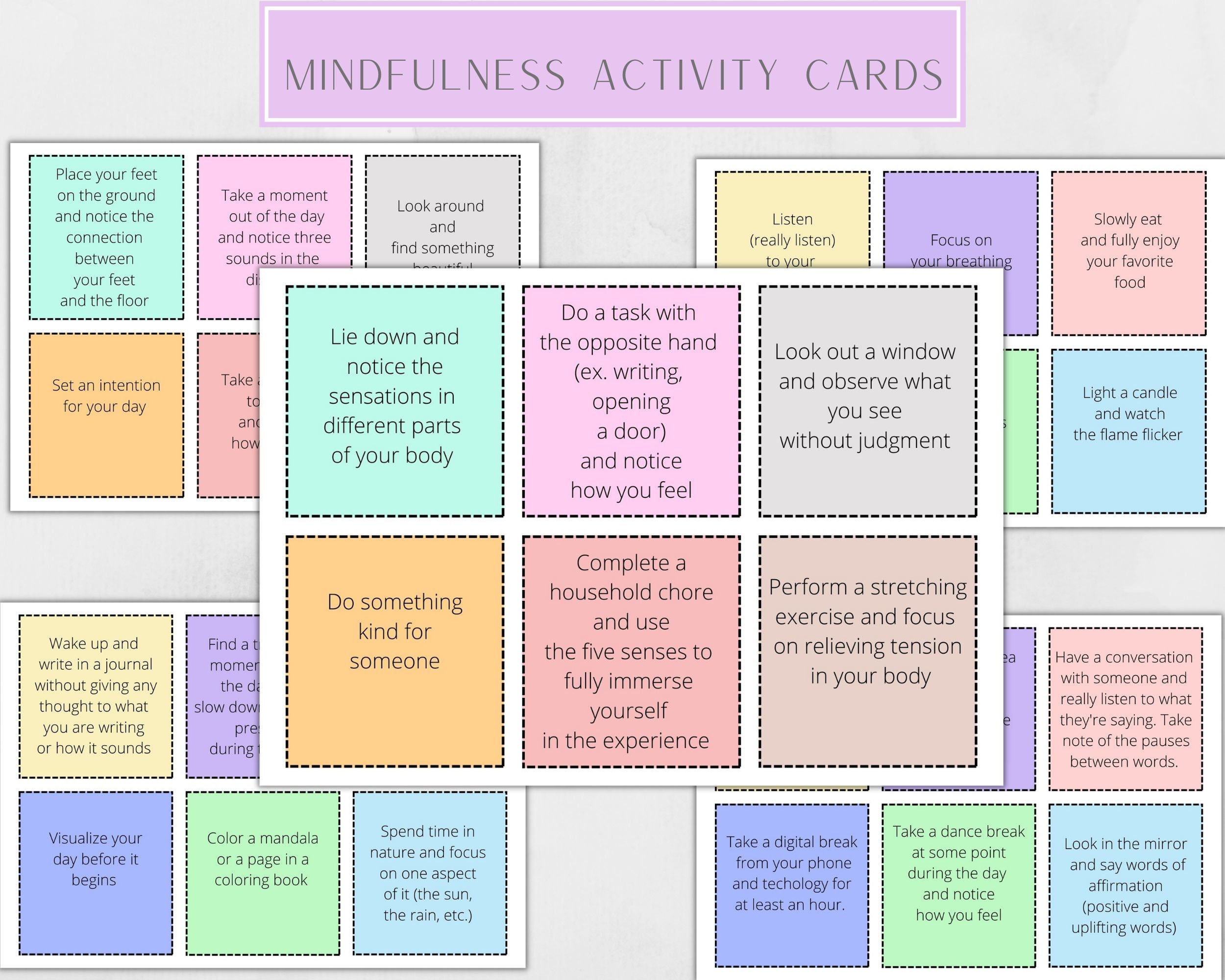 Mindfulness Activity Cards, Printable, Set of 30 - Etsy