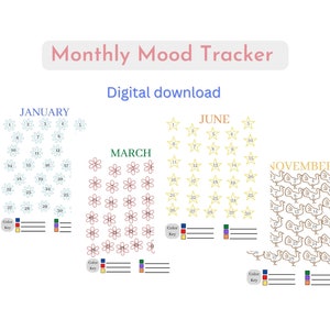 Mood Tracker, Printable, 12 Month Bundle, A4, A5, Chart, Bullet ...