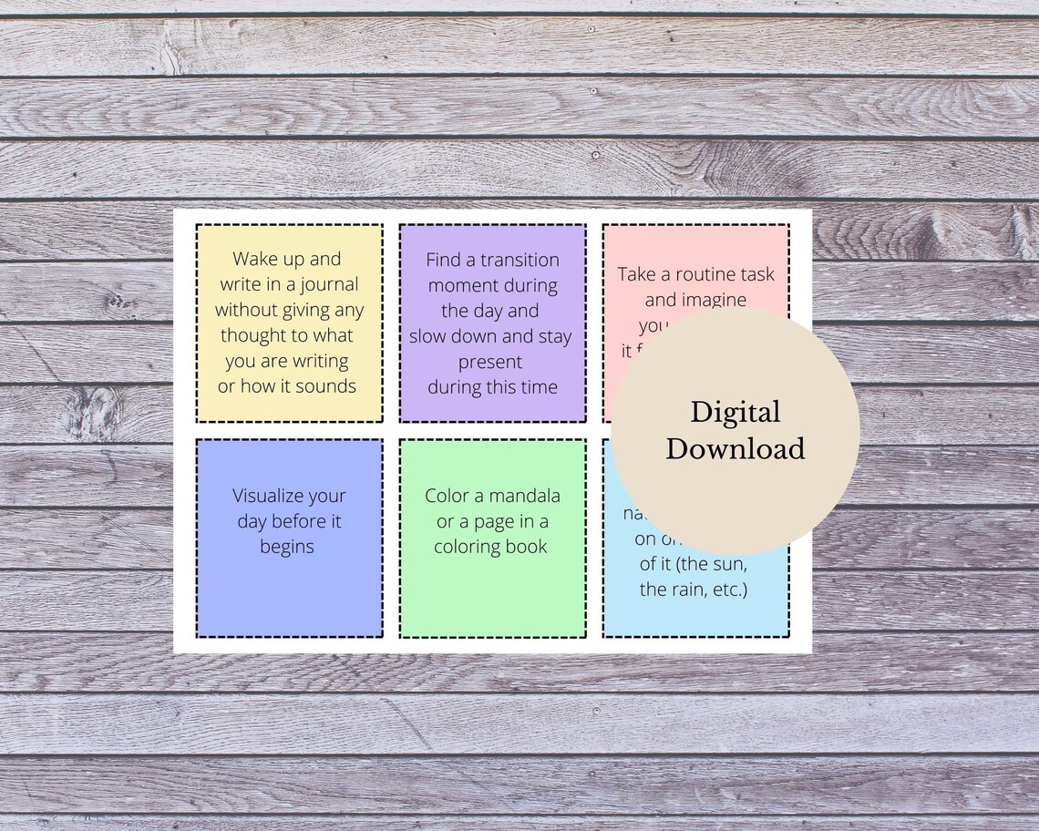 Mindfulness Activity Cards, Printable, Set of 30 - Etsy