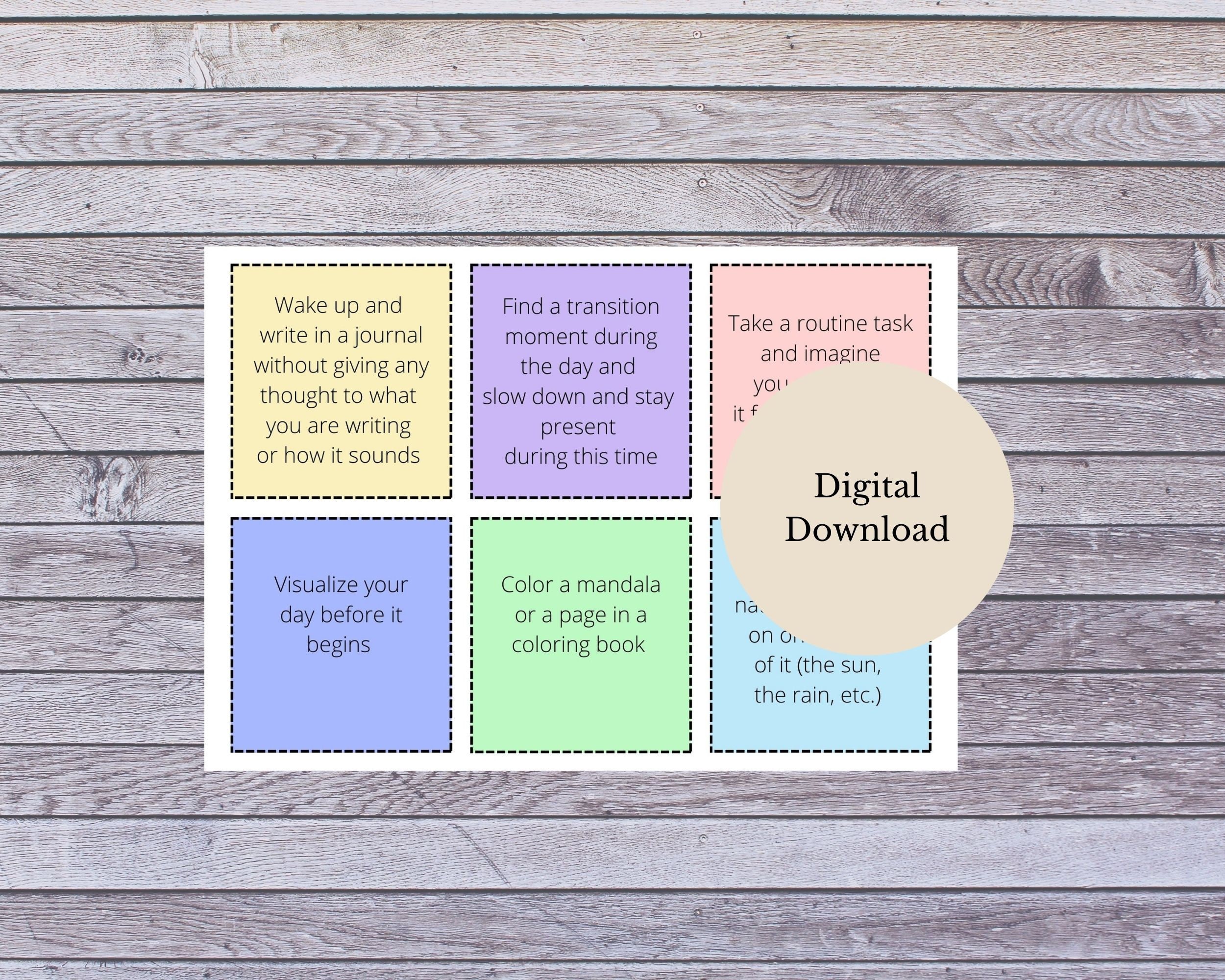 Mindfulness Activity Cards, Printable, Set of 30 - Etsy