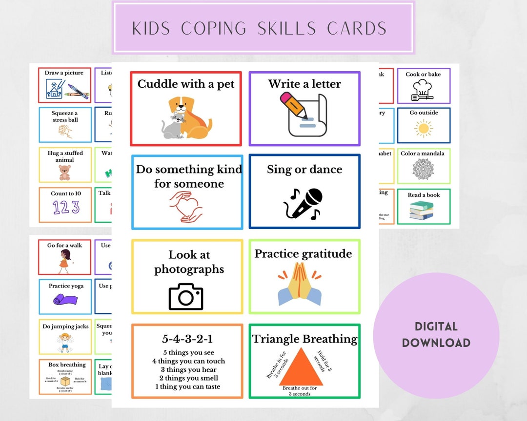 Kids Coping Skills Cards, Printable, Set of 40 - Etsy
