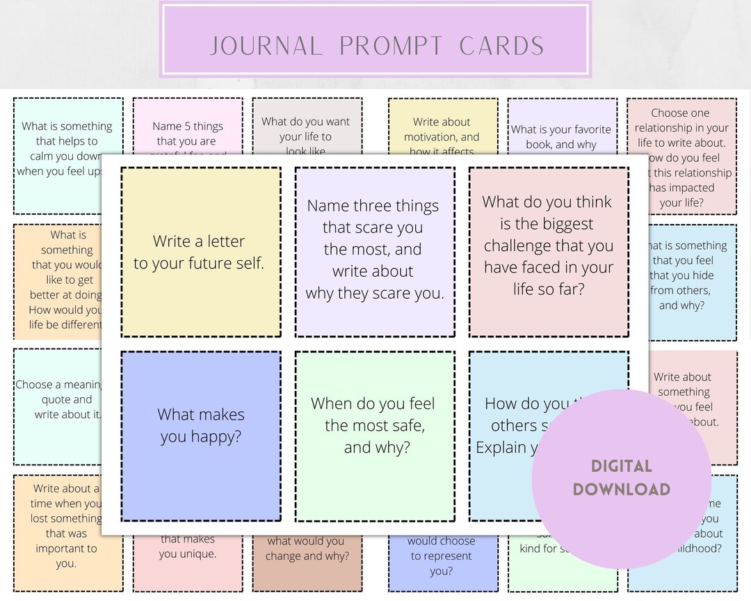 Journal Prompt Cards, Set of 100, Thought-provoking, Journal Template ...