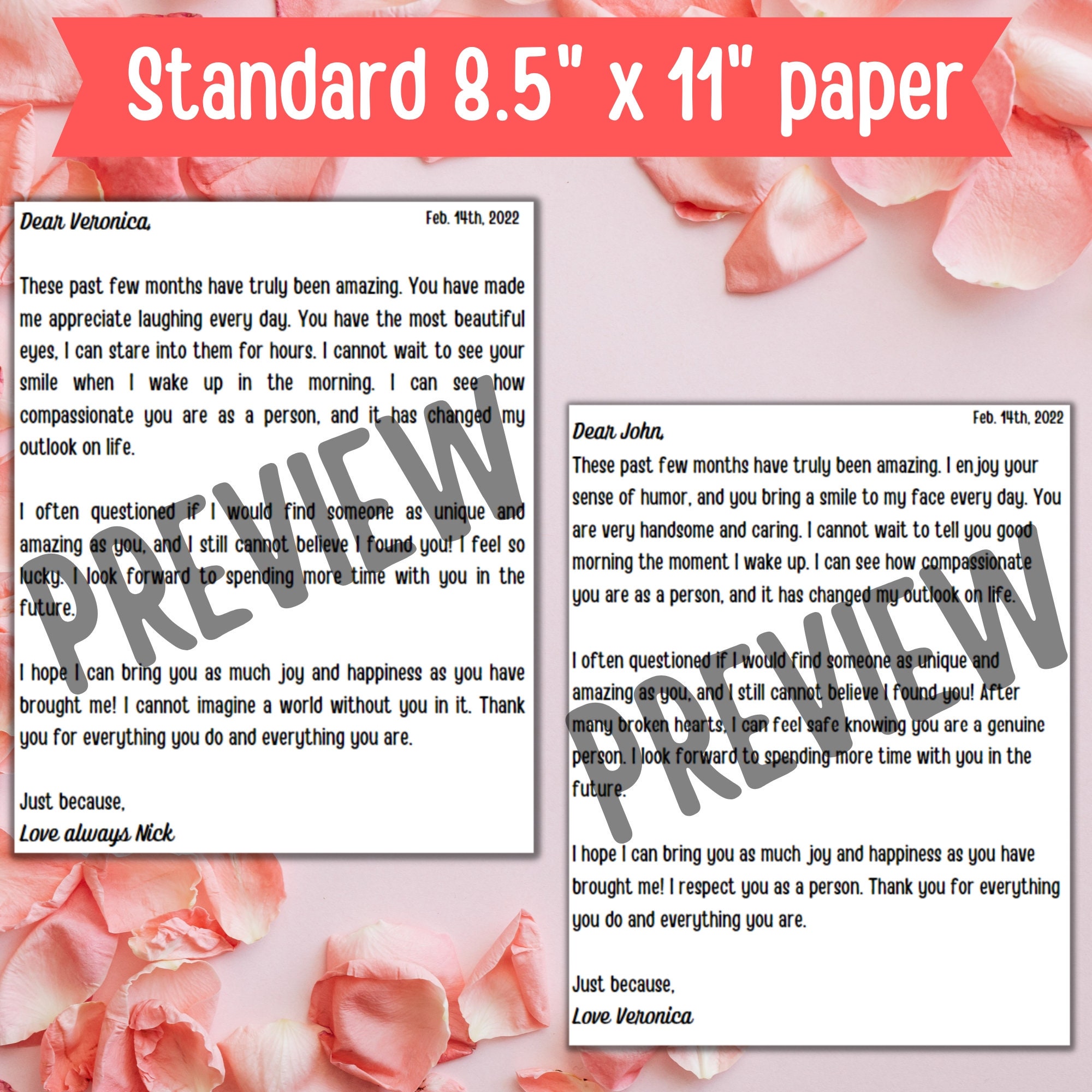 Editable Male or Female Love Letter- Printable, Editable, or Digital ...