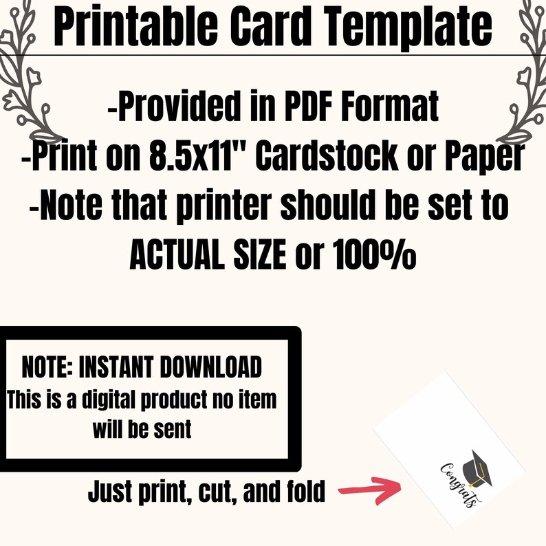Printable Graduation Card Congratulations Graduate Folding - Etsy