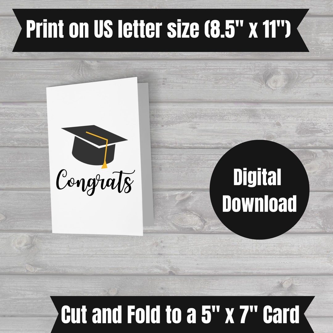 Printable Graduation Card Congratulations Graduate Folding - Etsy