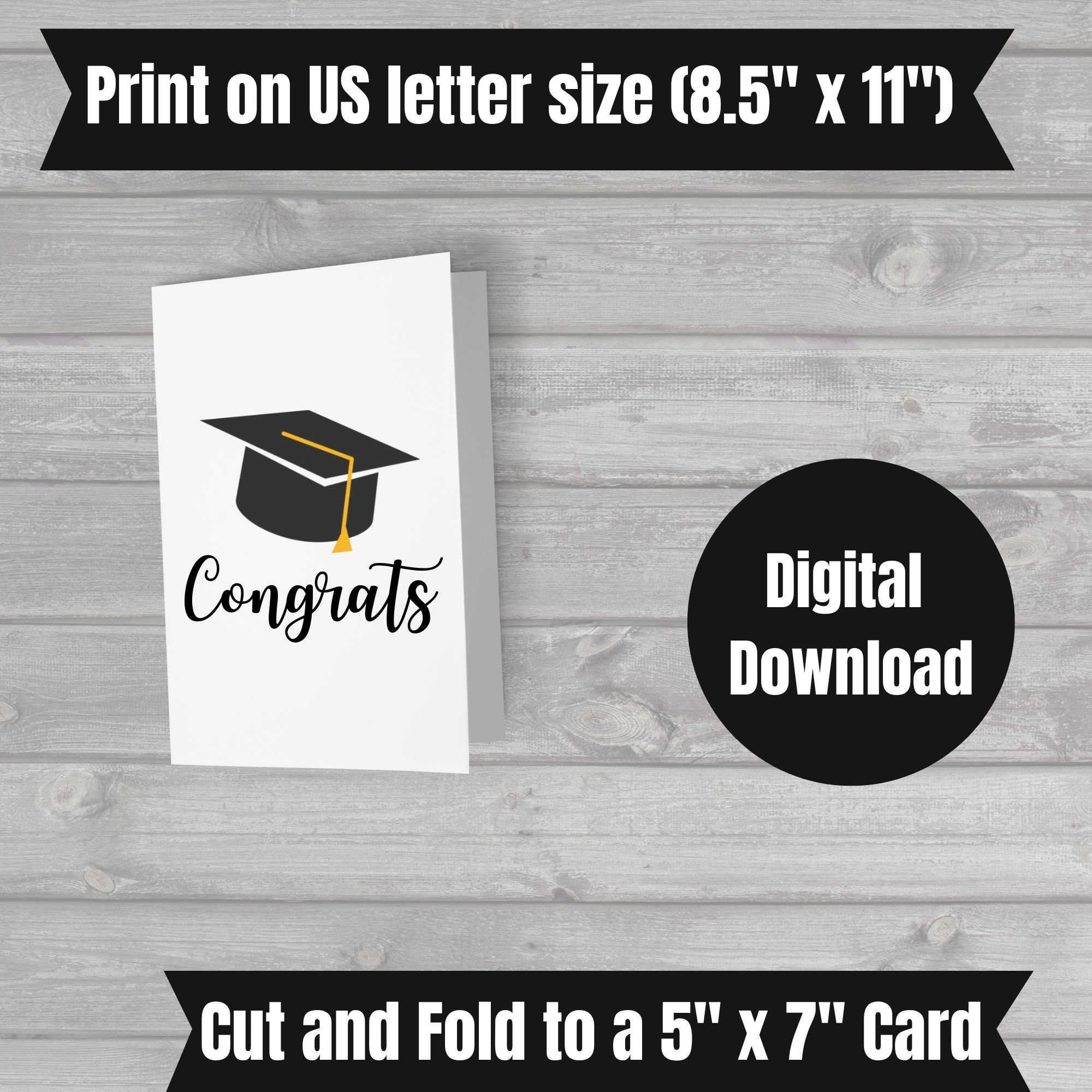 Printable Graduation Card Congratulations Graduate Folding - Etsy