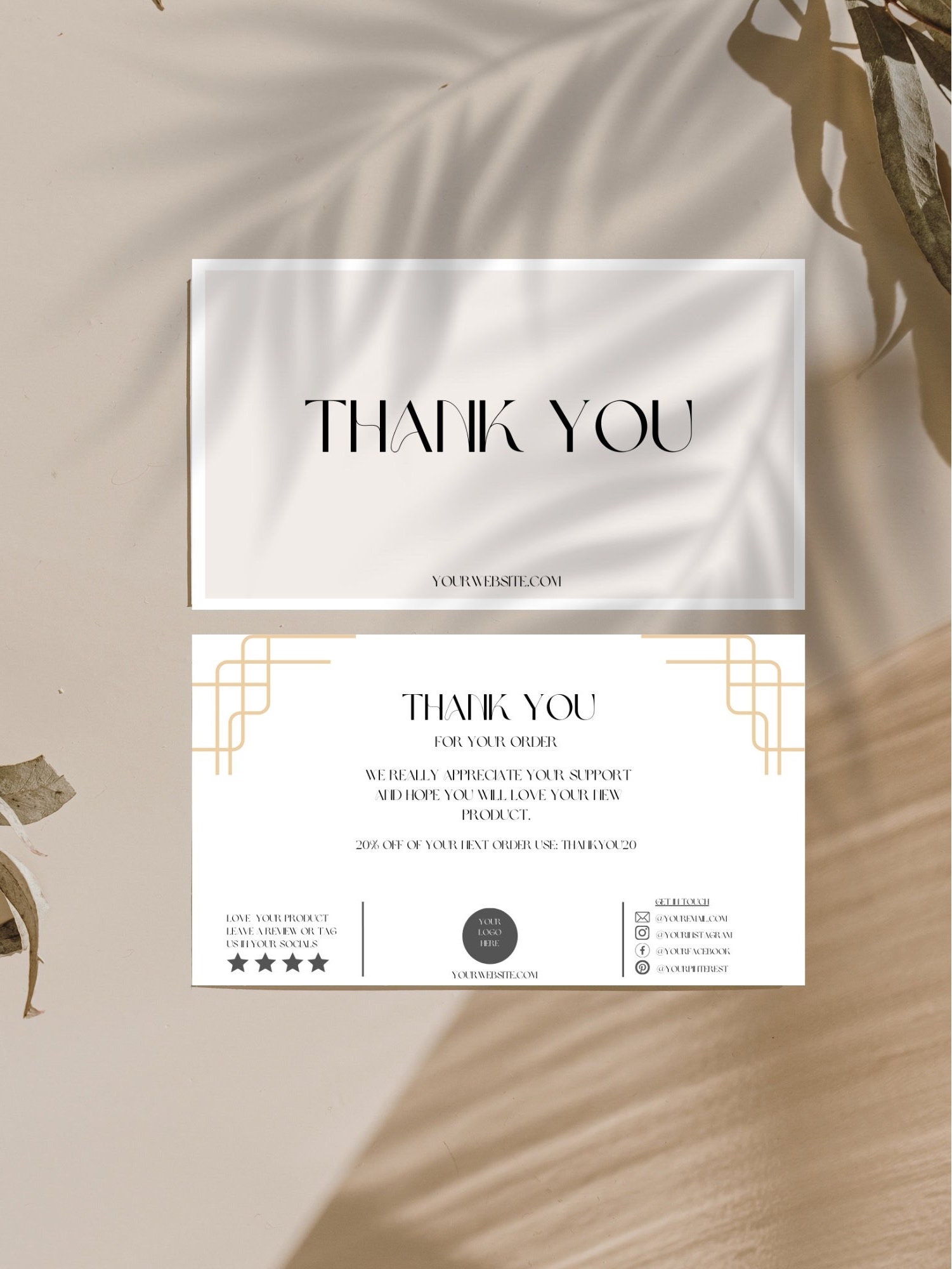 Minimalist Thank You Card | Digital Template | Printable Business Thank ...