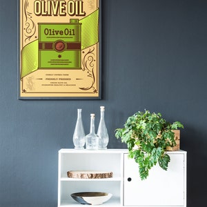 Vintage Olive Oil Printable Art Poster, Digital Art Download, Vintage ...