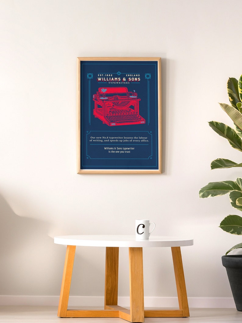 Vintage British Typewriter Printable Art Poster, Digital Art Download ...