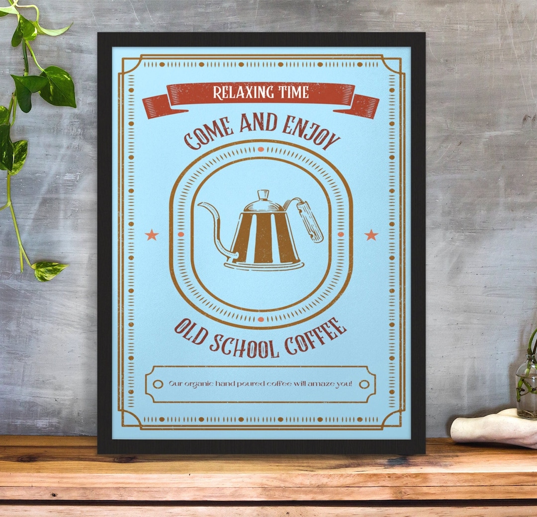 Vintage Coffee Kettle Printable Art Poster, Digital Art Download ...