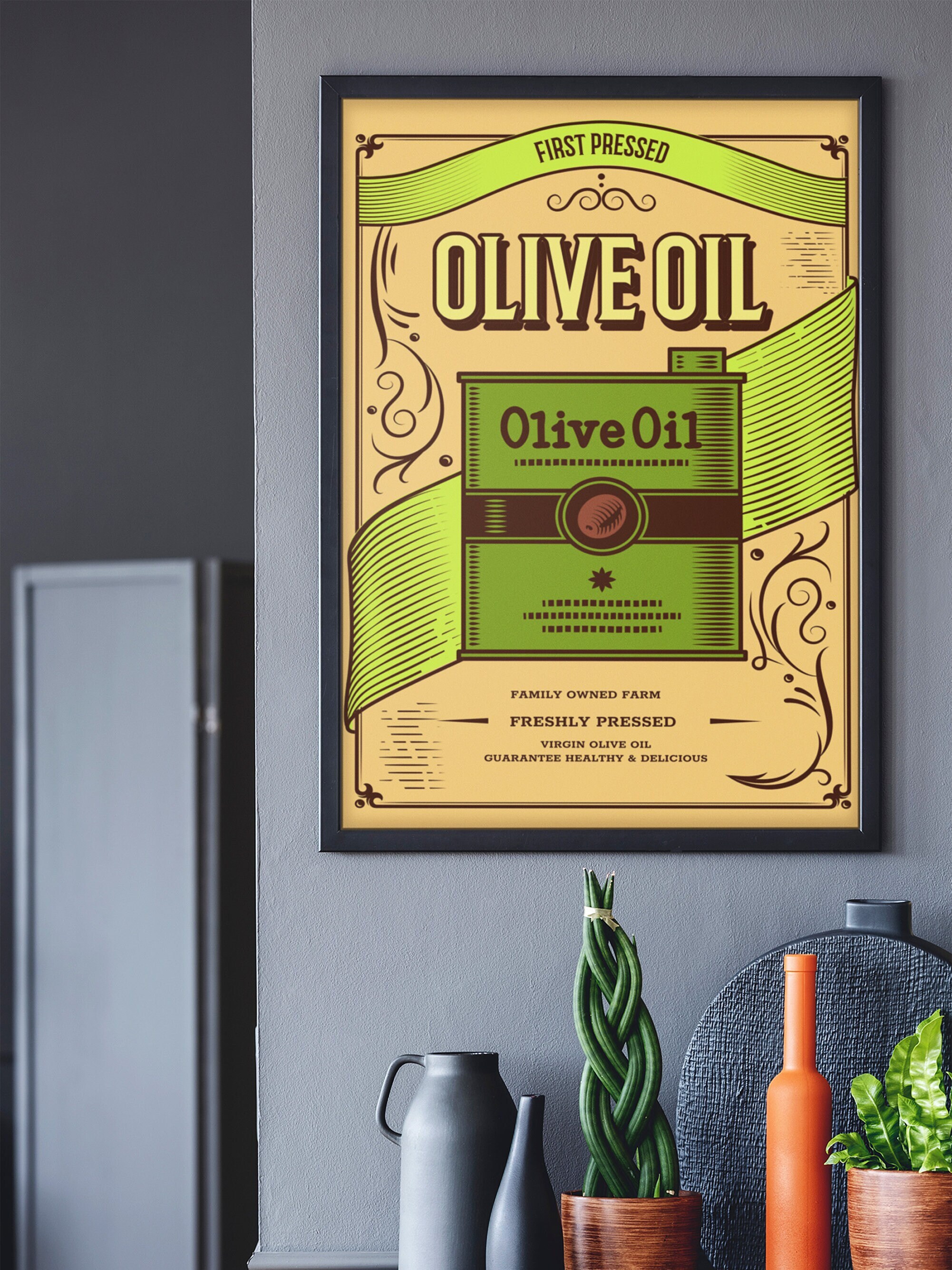 Vintage Olive Oil Printable Art Poster, Digital Art Download, Vintage ...