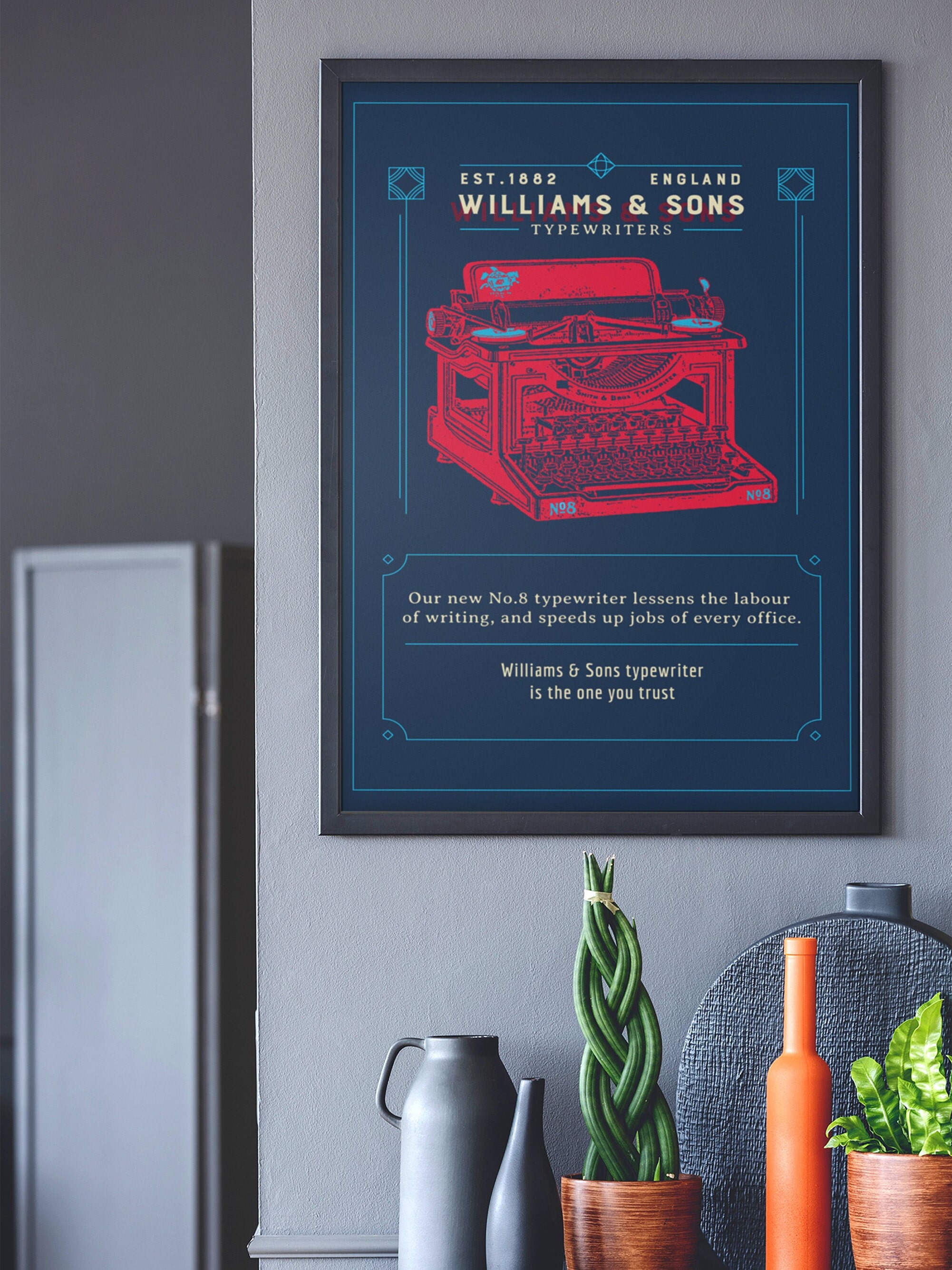 Vintage British Typewriter Printable Art Poster, Digital Art Download ...