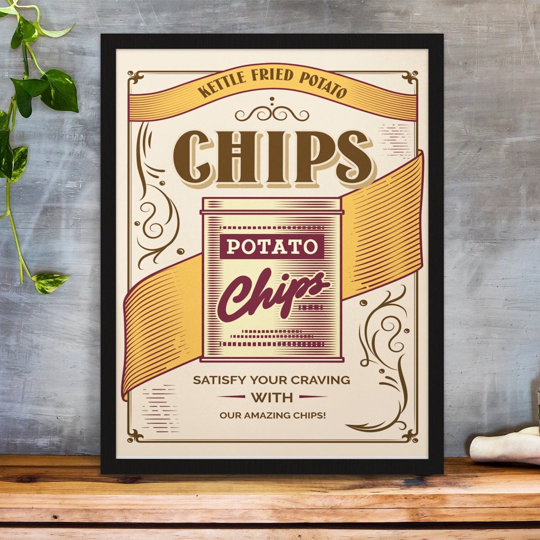 Vintage Potato Chips Printable Art Poster, Digital Art Download ...