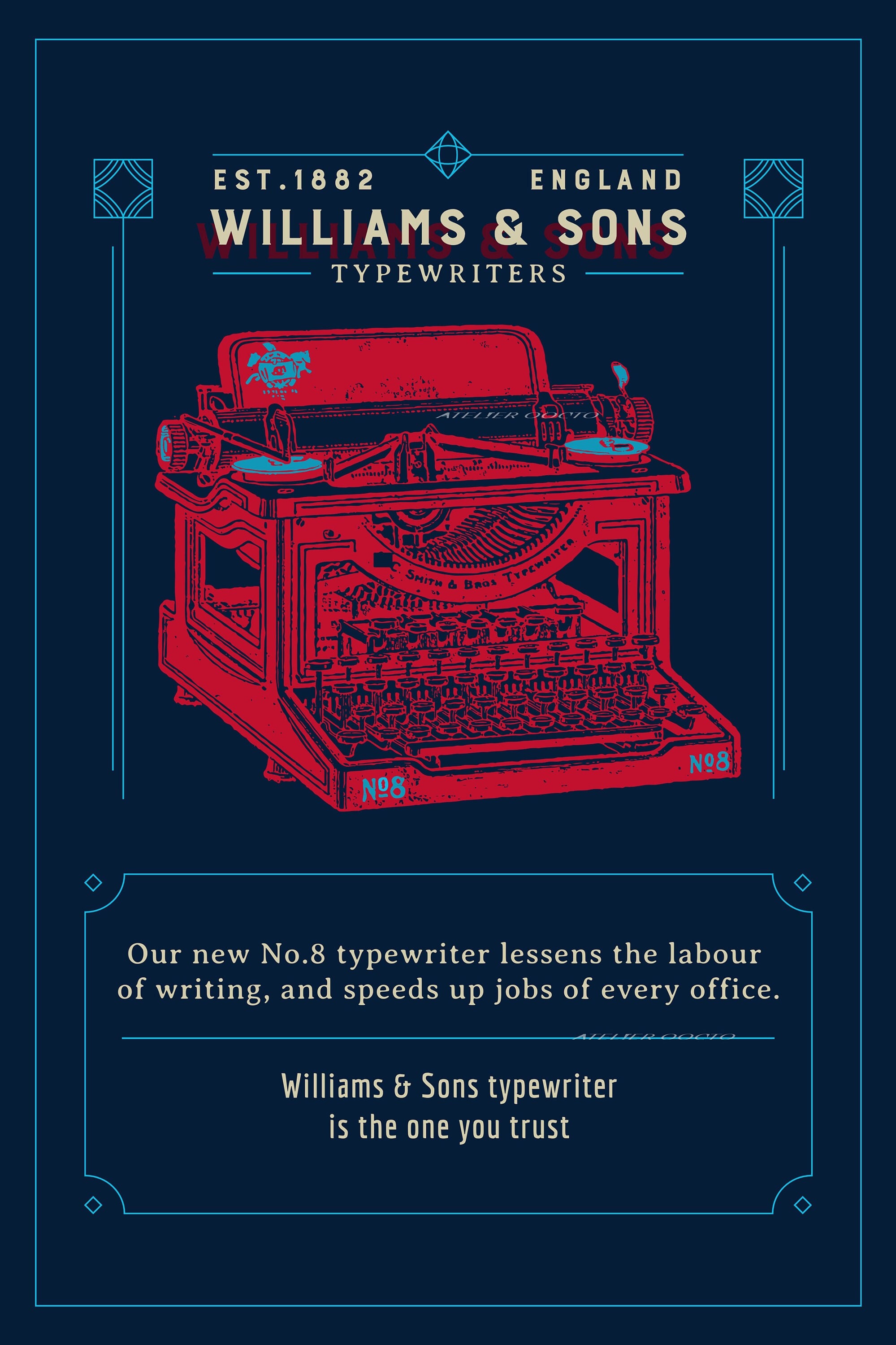 Vintage British Typewriter Printable Art Poster, Digital Art Download ...