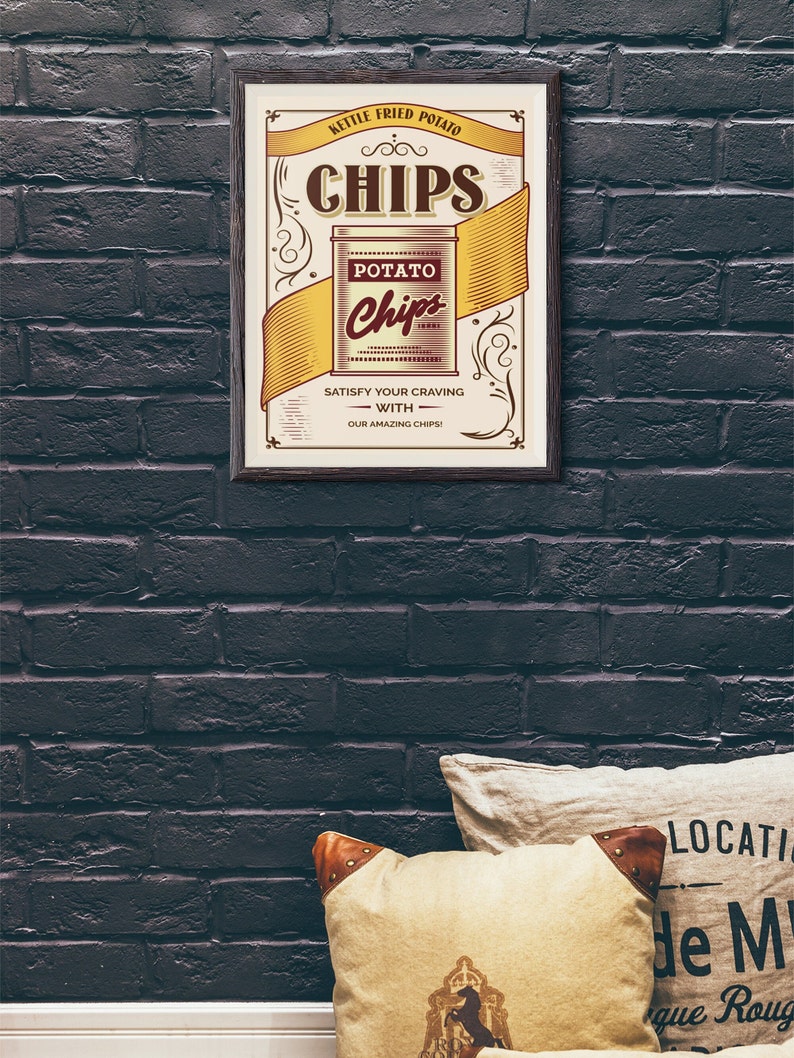 Vintage Potato Chips Printable Art Poster, Digital Art Download ...