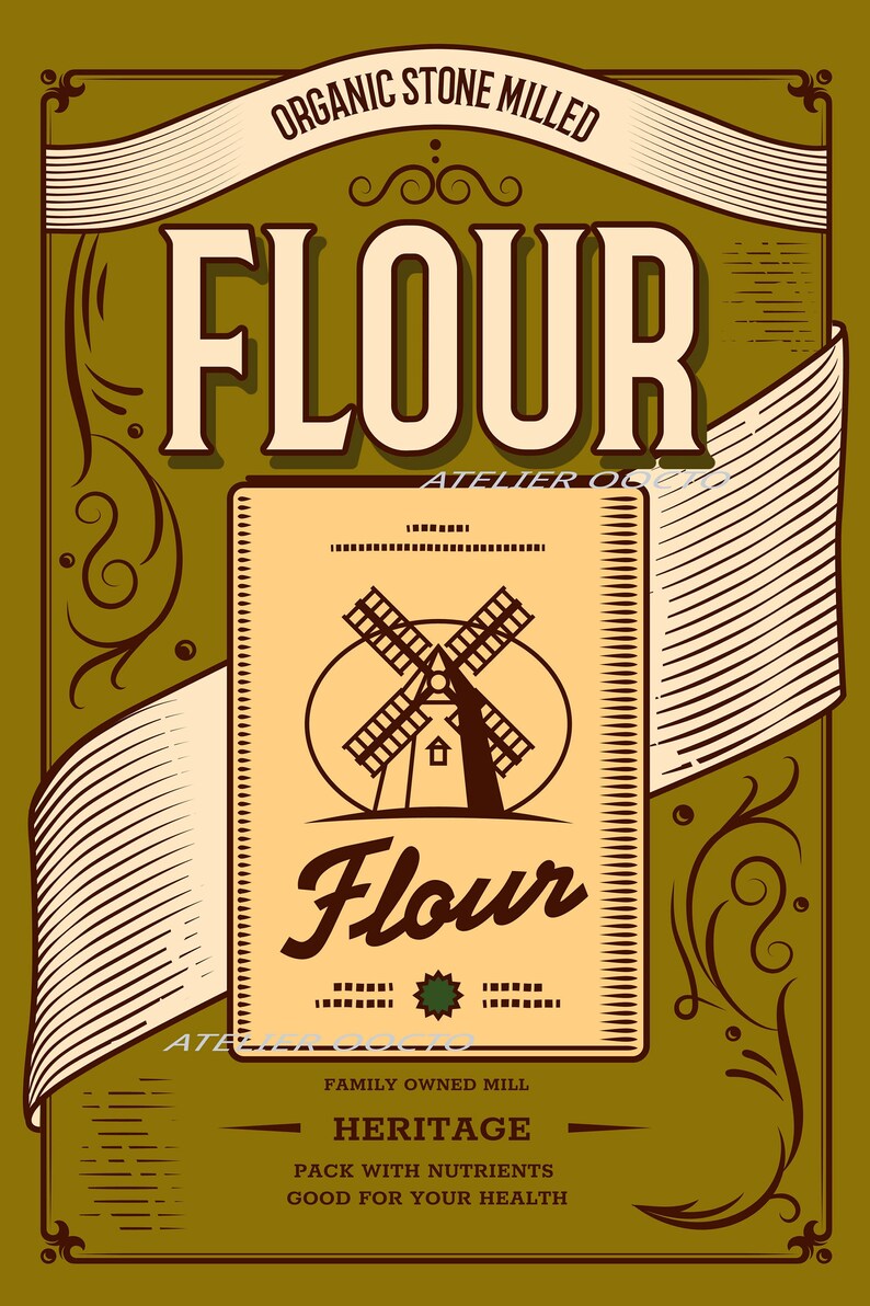 Vintage Flour Printable Art Poster, Digital Art Download, Vintage Food ...