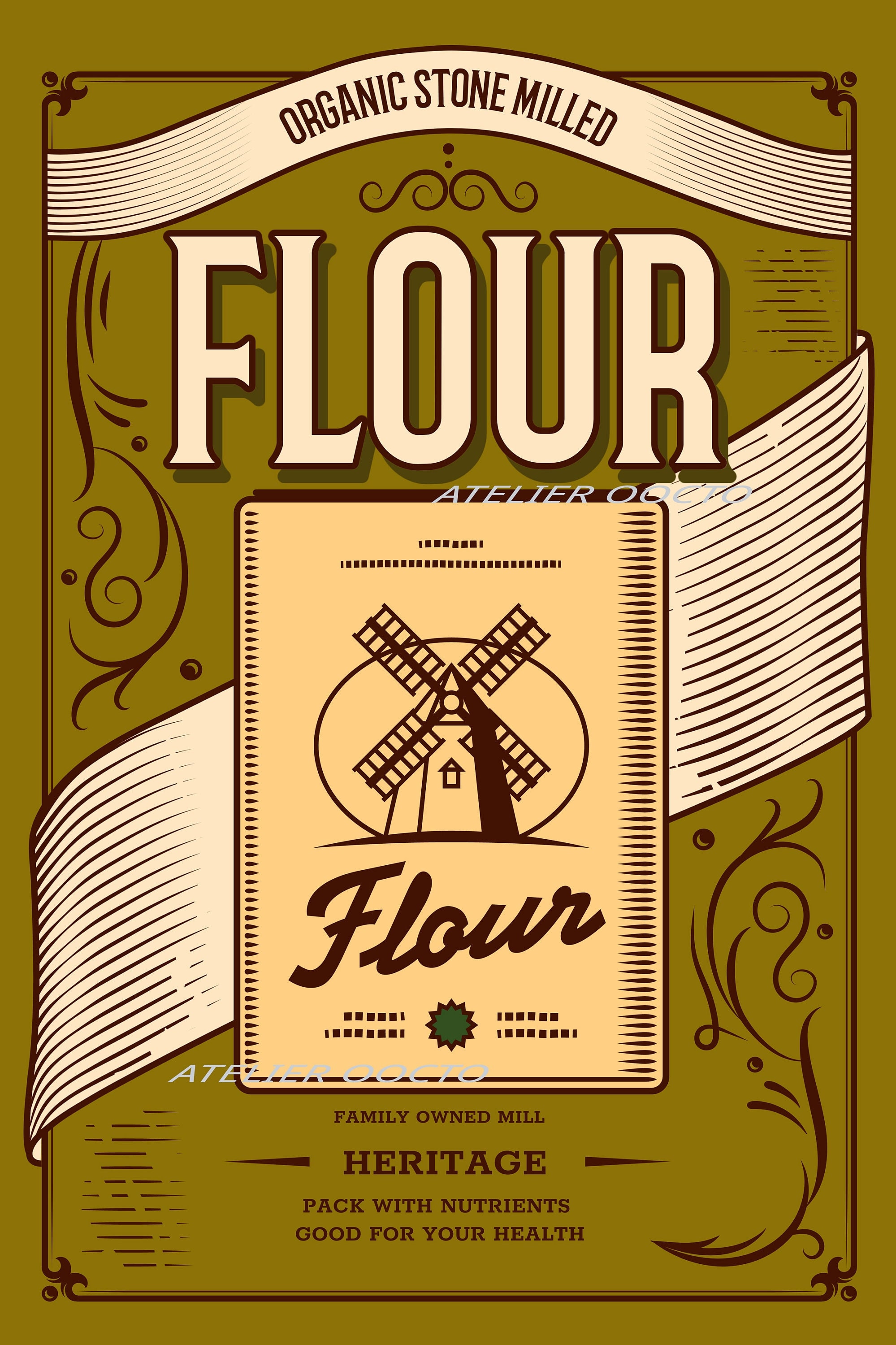 Vintage Flour Printable Art Poster, Digital Art Download, Vintage Food ...