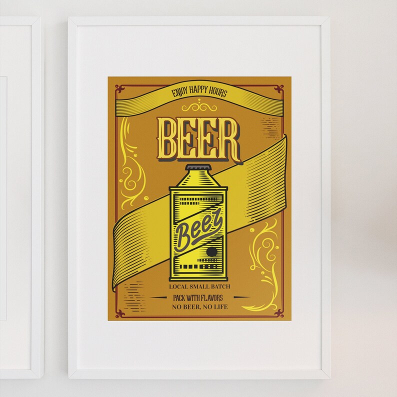 Vintage Beer Printable Art Poster, Digital Art Download, Vintage Food ...