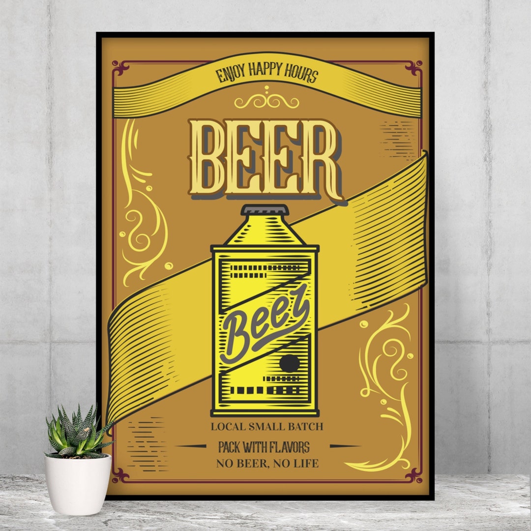 Vintage Beer Printable Art Poster, Digital Art Download, Vintage Food ...