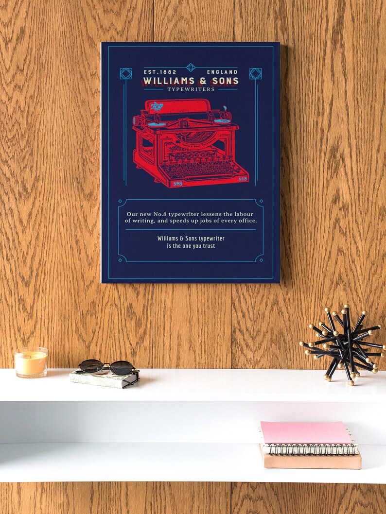 Vintage British Typewriter Printable Art Poster, Digital Art Download ...