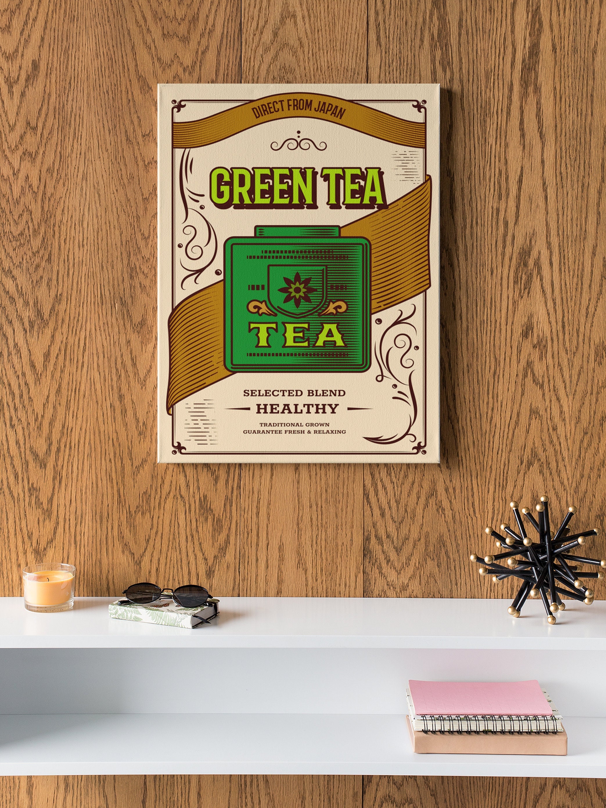 Vintage Green Tea Printable Art Poster, Digital Art Download, Vintage ...