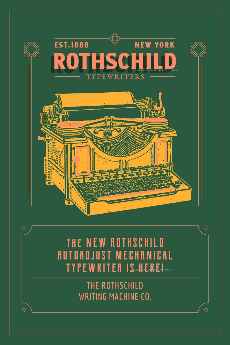 Vintage American Typewriter Printable Art Poster, Digital Art Download ...