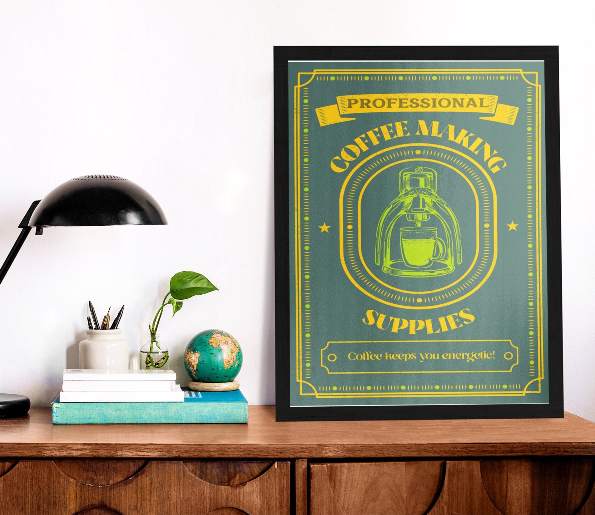 Vintage Espresso Coffee Machine Printable Art Poster, Digital Art ...