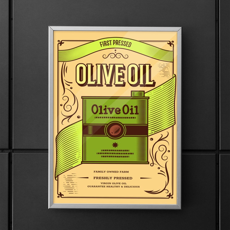 Vintage Olive Oil Printable Art Poster, Digital Art Download, Vintage ...
