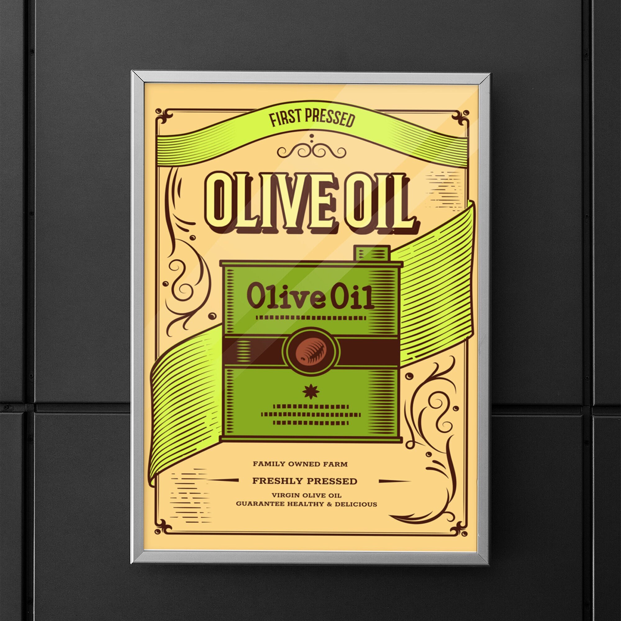 Vintage Olive Oil Printable Art Poster, Digital Art Download, Vintage ...