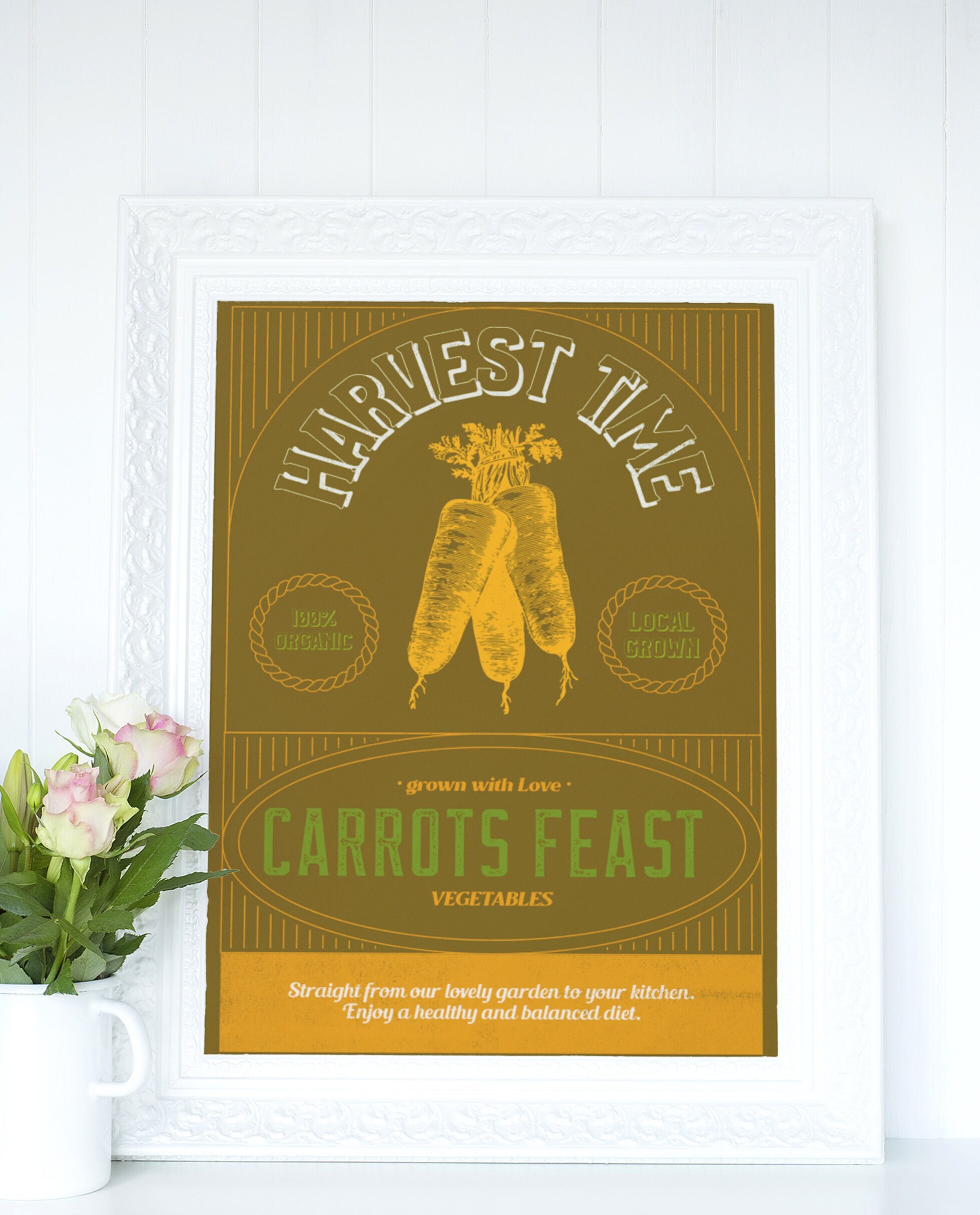 Vintage Carrots Printable Art Poster, Digital Art Download, Vintage ...