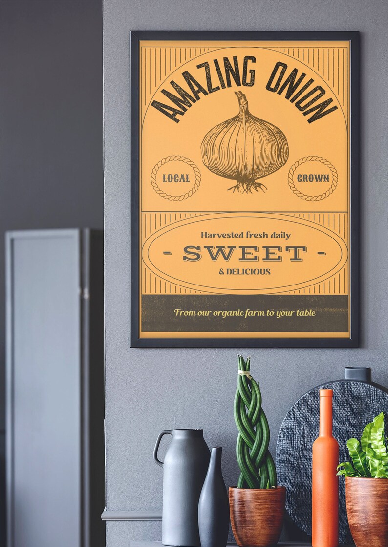 Vintage Onion Printable Art Poster, Digital Art Download, Vintage ...