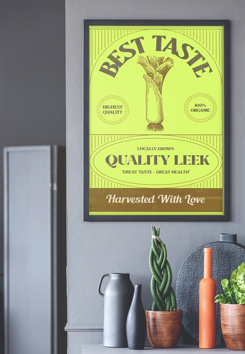 Vintage Leek Printable Art Poster, Digital Art Download, Vintage ...