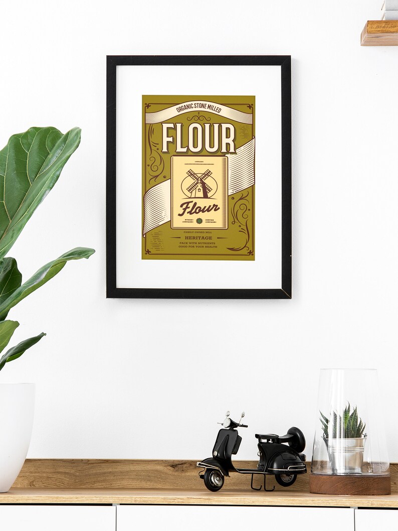 Vintage Flour Printable Art Poster, Digital Art Download, Vintage Food ...