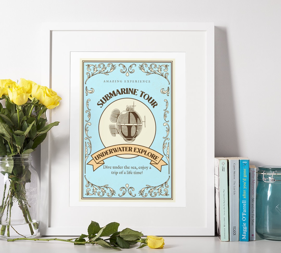 Retro Submarine Printable Art Poster, Digital Art Download, Retro ...