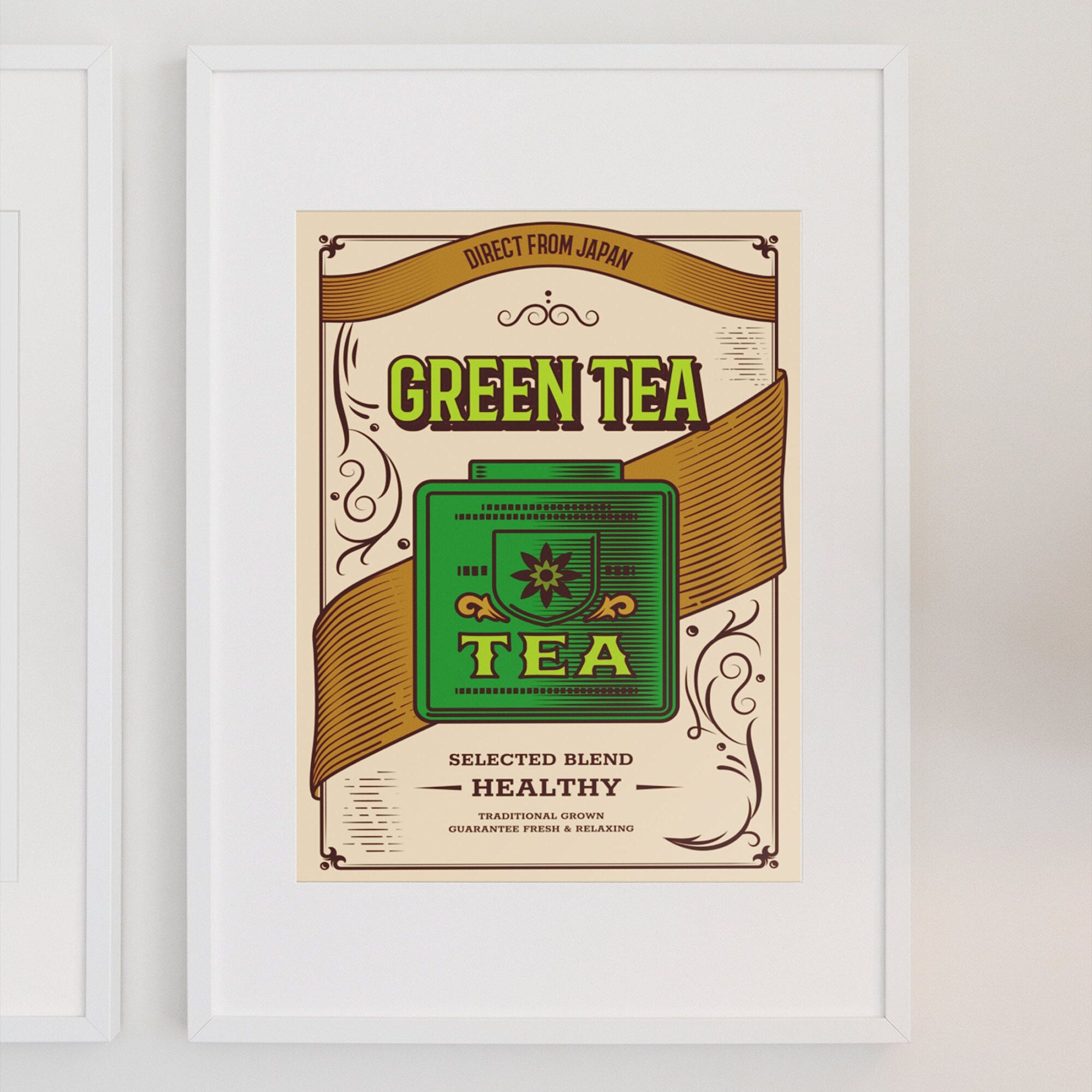 Vintage Green Tea Printable Art Poster, Digital Art Download, Vintage ...