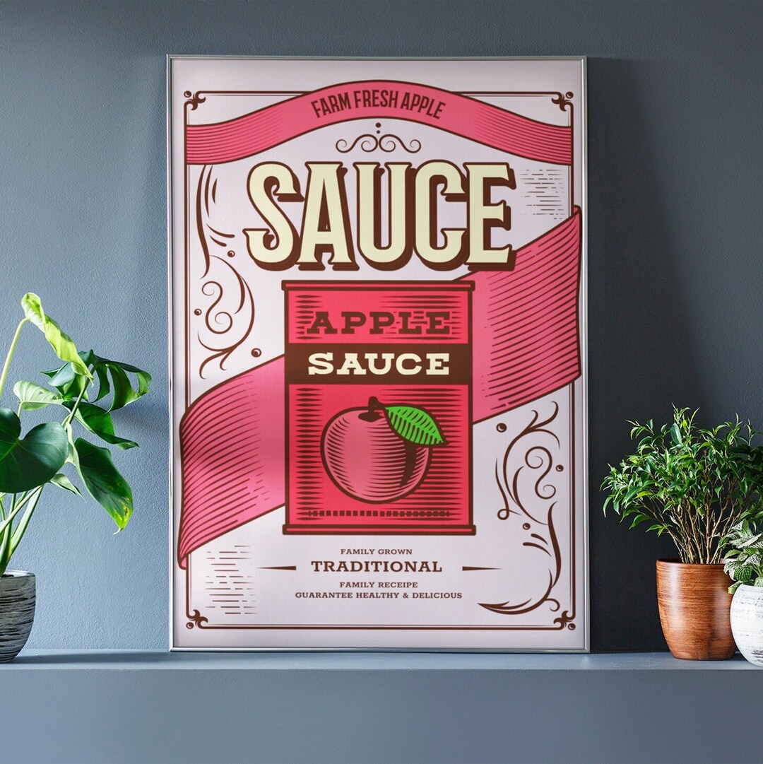 Vintage Apple Sauce Printable Art Poster, Digital Art Download, Vintage ...