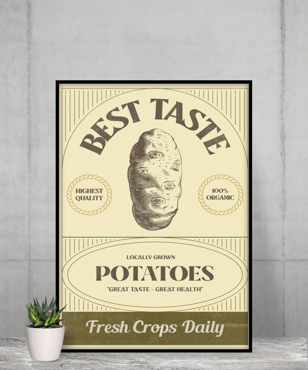 Vintage Farm Potato Printed Art Poster, Vintage Printed Art Poster ...