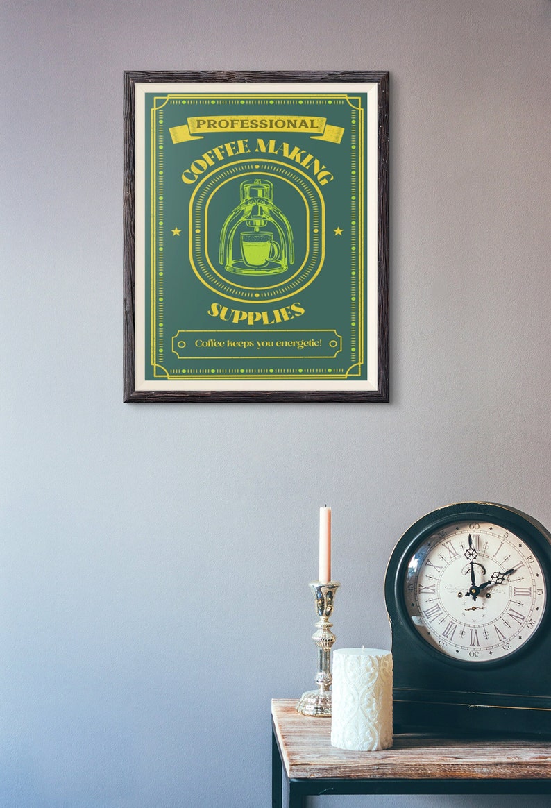 Vintage Espresso Coffee Machine Printable Art Poster, Digital Art ...