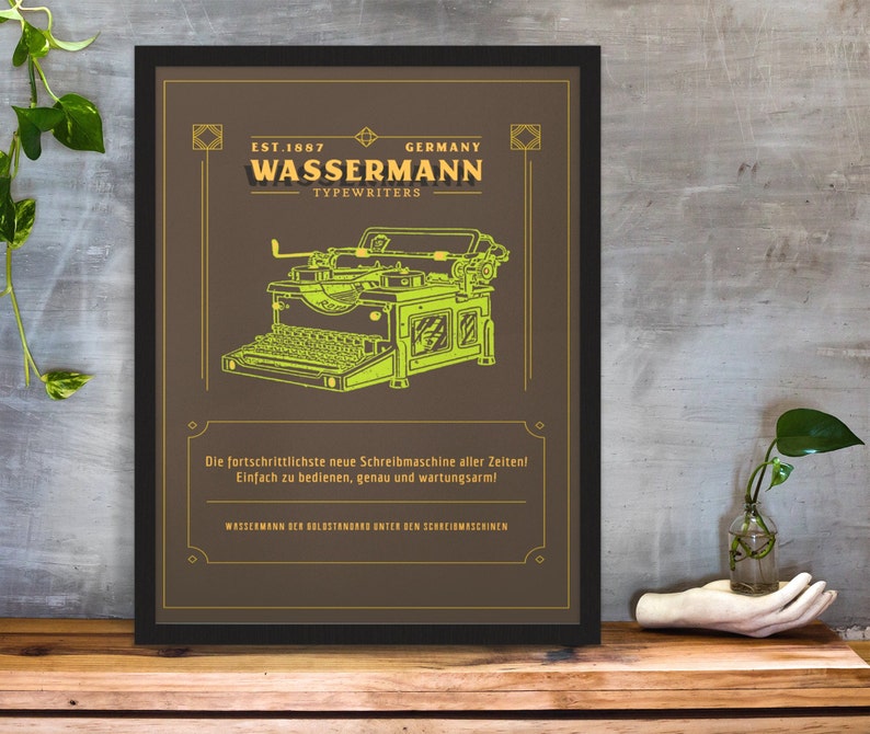 Vintage German Typewriter Printable Art Poster, Digital Art Download ...
