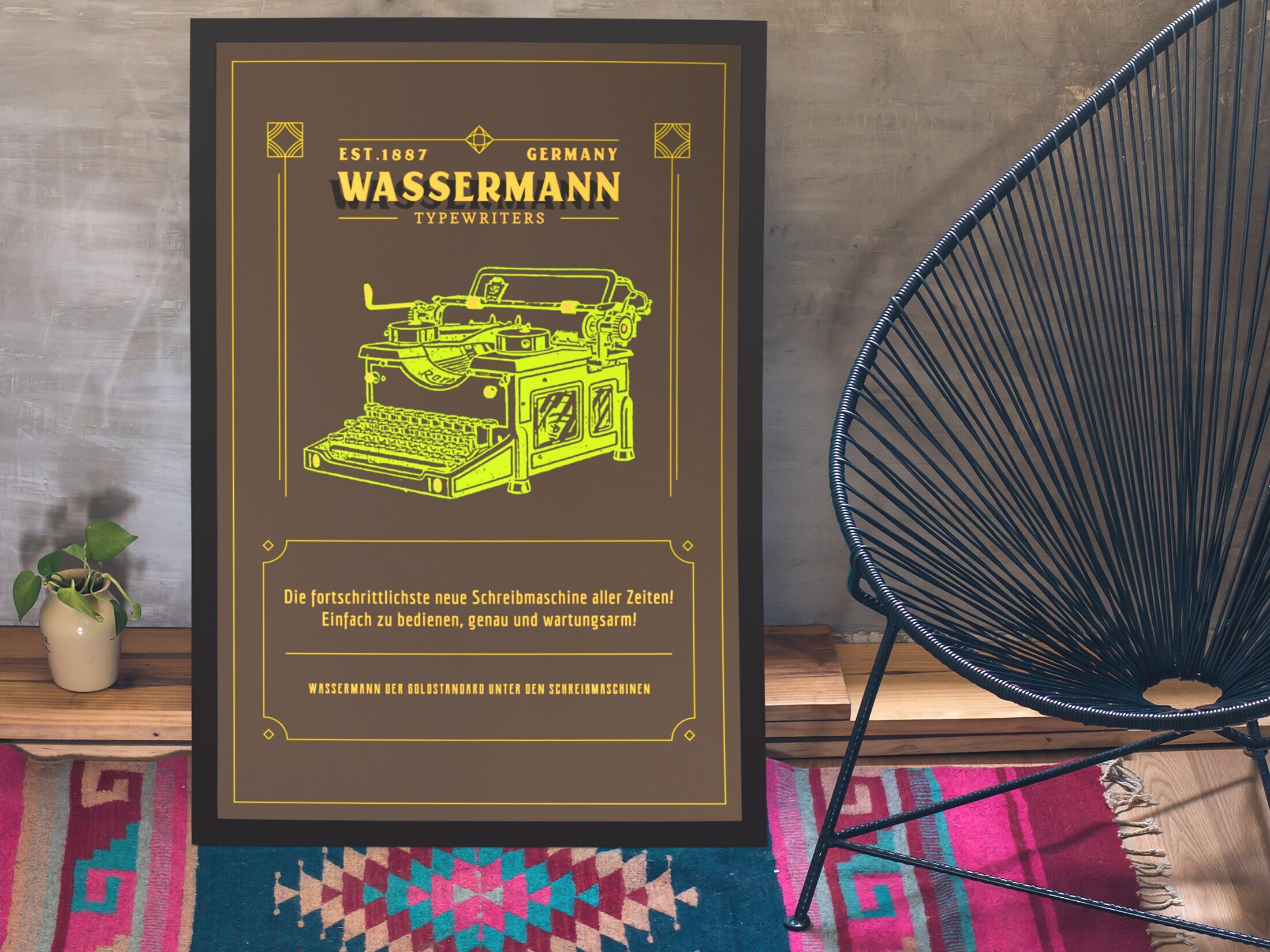 Vintage German Typewriter Printable Art Poster, Digital Art Download ...