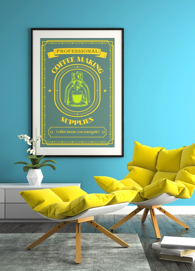 Vintage Espresso Coffee Machine Printable Art Poster, Digital Art ...