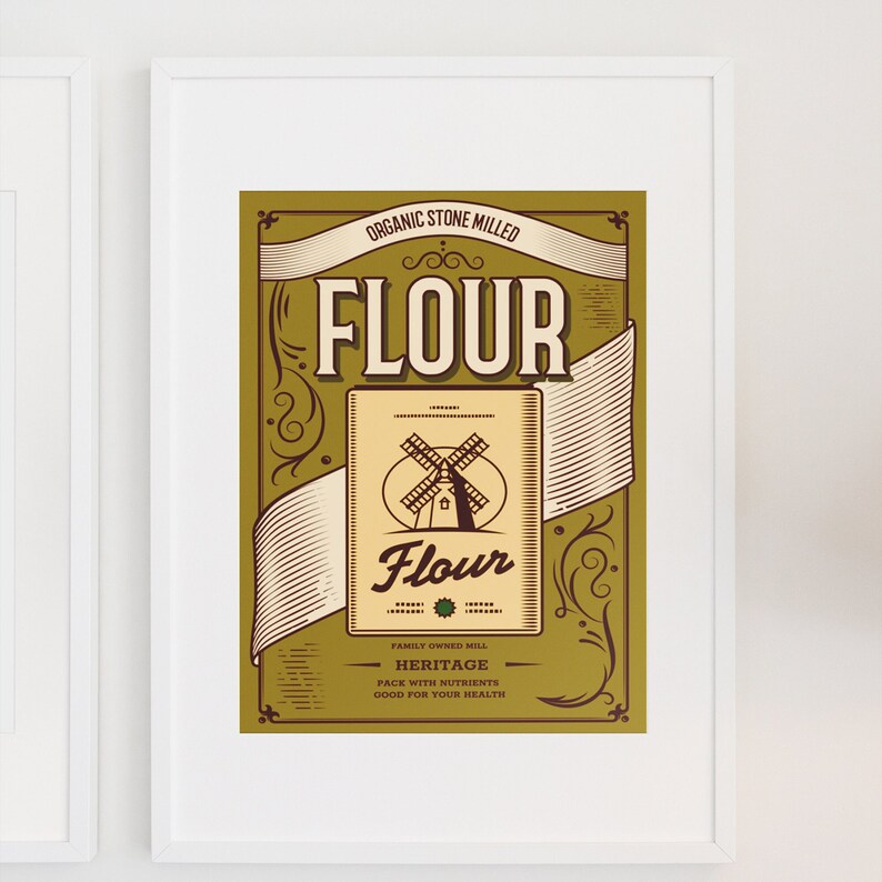 Vintage Flour Printable Art Poster, Digital Art Download, Vintage Food ...