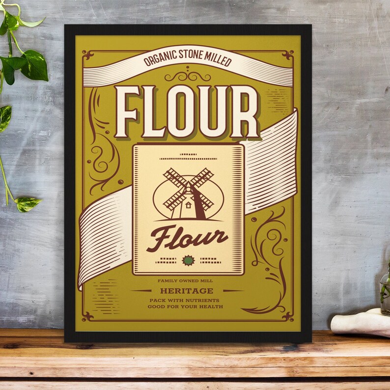 Vintage Flour Printable Art Poster, Digital Art Download, Vintage Food ...
