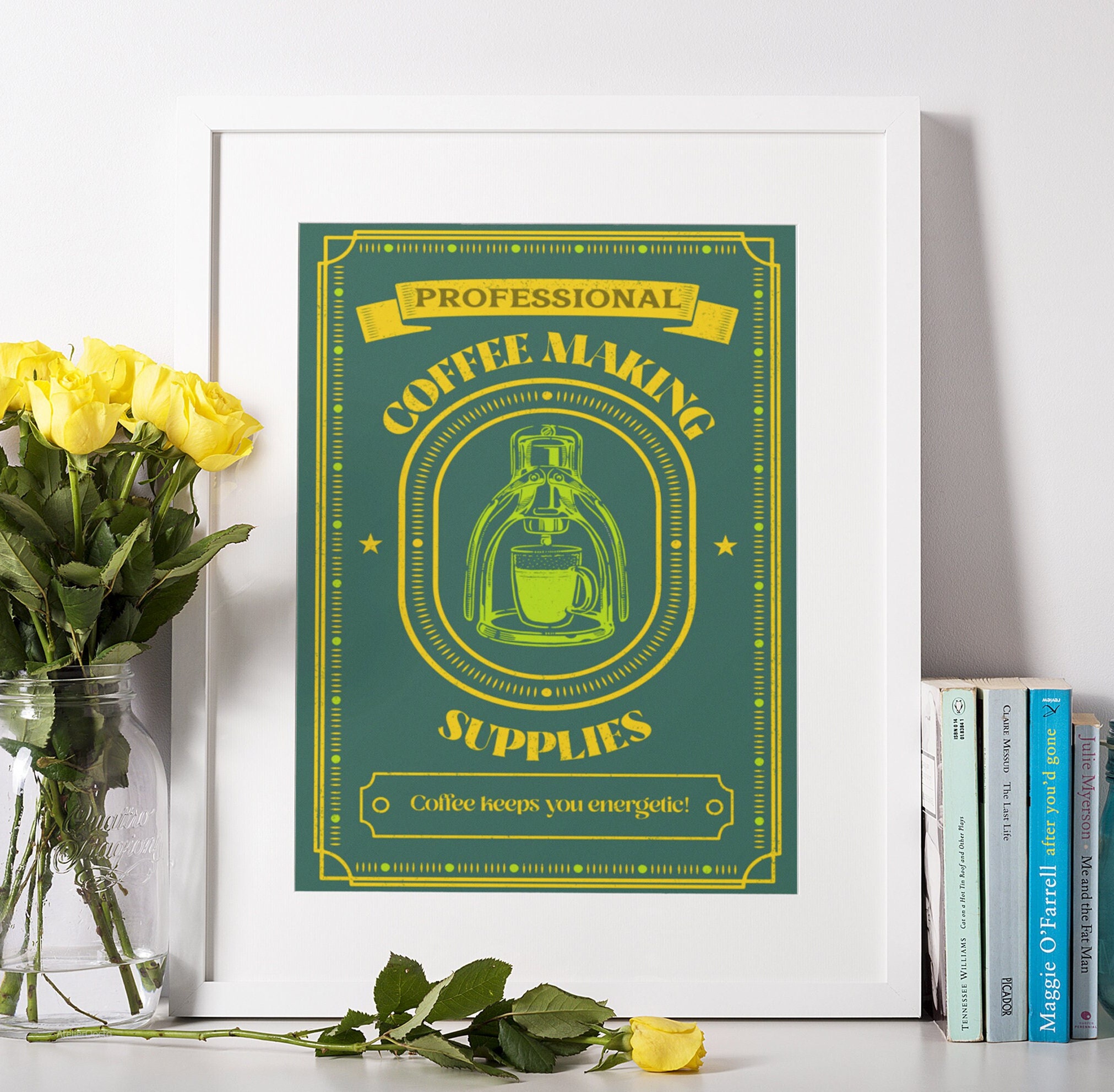 Vintage Espresso Coffee Machine Printable Art Poster, Digital Art ...