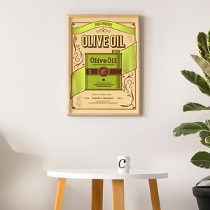 Vintage Olive Oil Printable Art Poster, Digital Art Download, Vintage ...