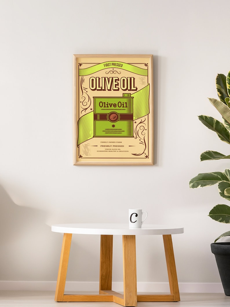 Vintage Olive Oil Printable Art Poster, Digital Art Download, Vintage ...