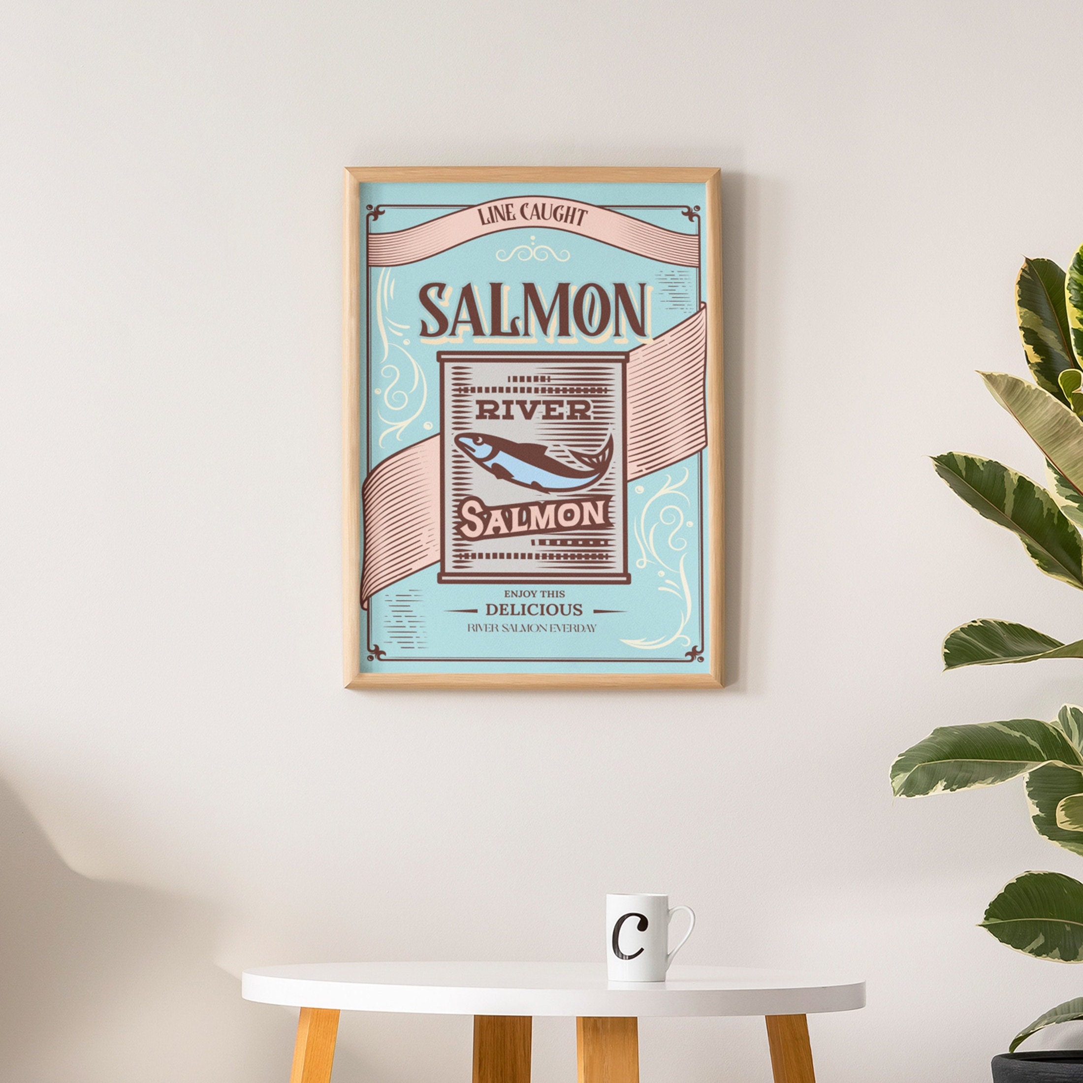 Vintage Salmon Printable Art Poster, Digital Art Download, Vintage Food ...