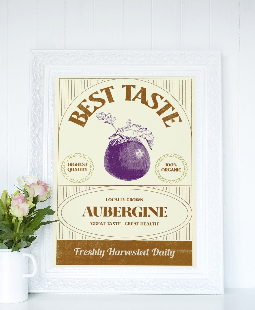 Vintage Eggplant Printable Art Poster, Digital Art Download, Vintage ...