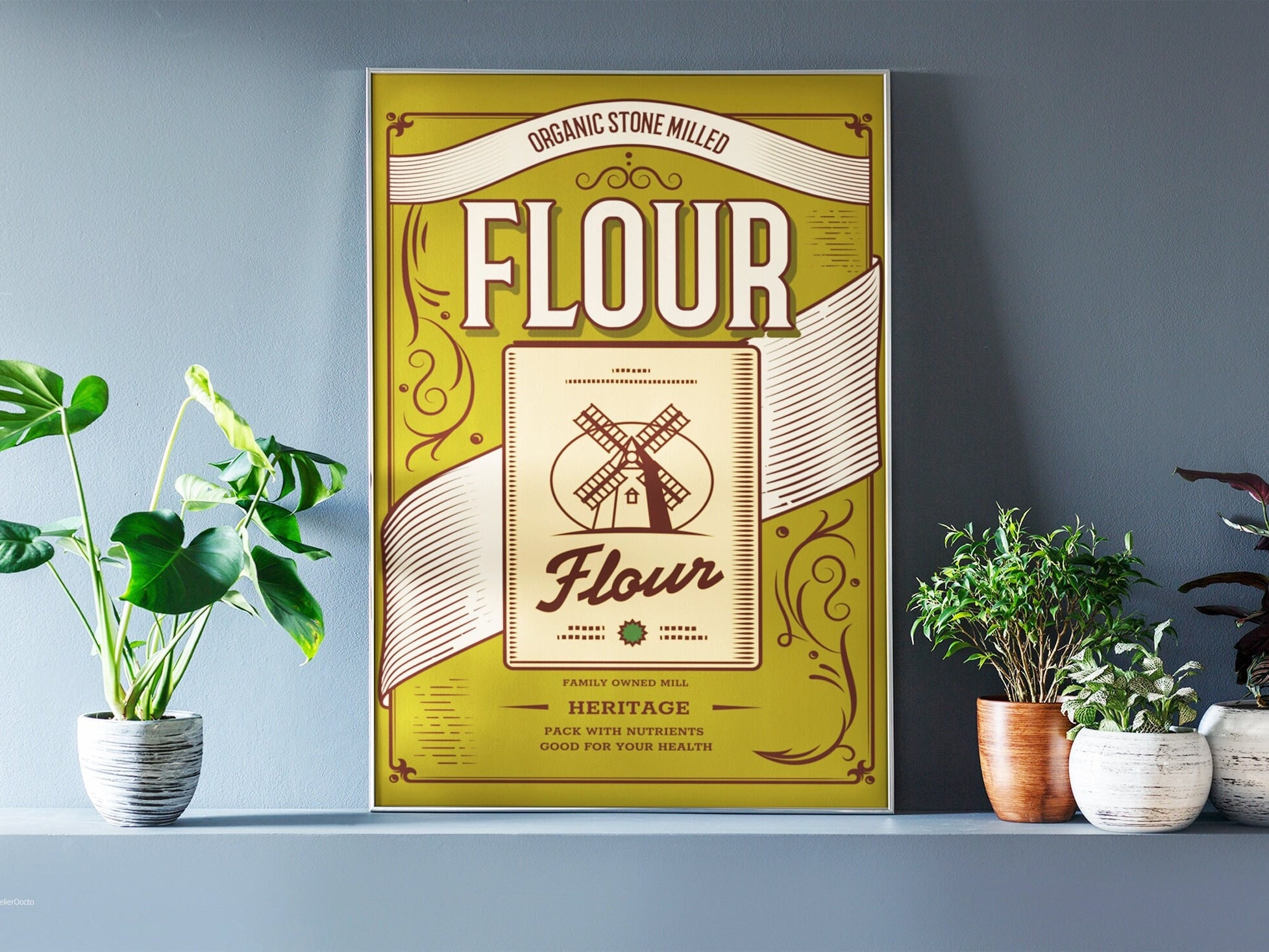 Vintage Flour Printable Art Poster, Digital Art Download, Vintage Food ...