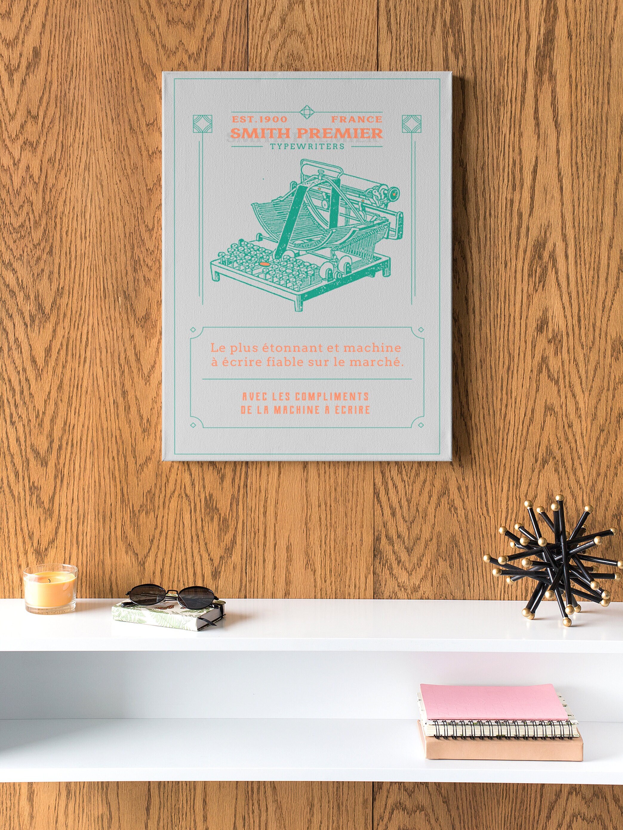 Vintage French Typewriter Printable Art Poster, Digital Art Download ...